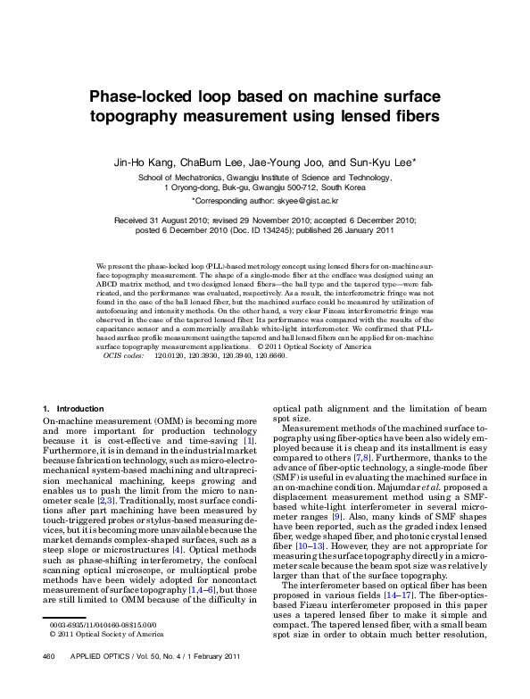 (PDF) Phase-locked loop based on machine surface topography measurement ...