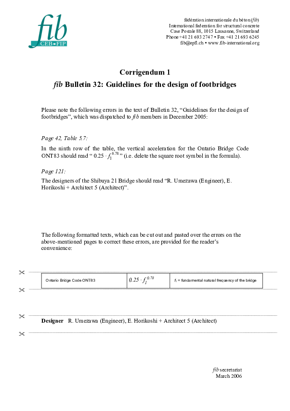 (PDF) fib Bulletin 32. Guidelines for the design of footbridges