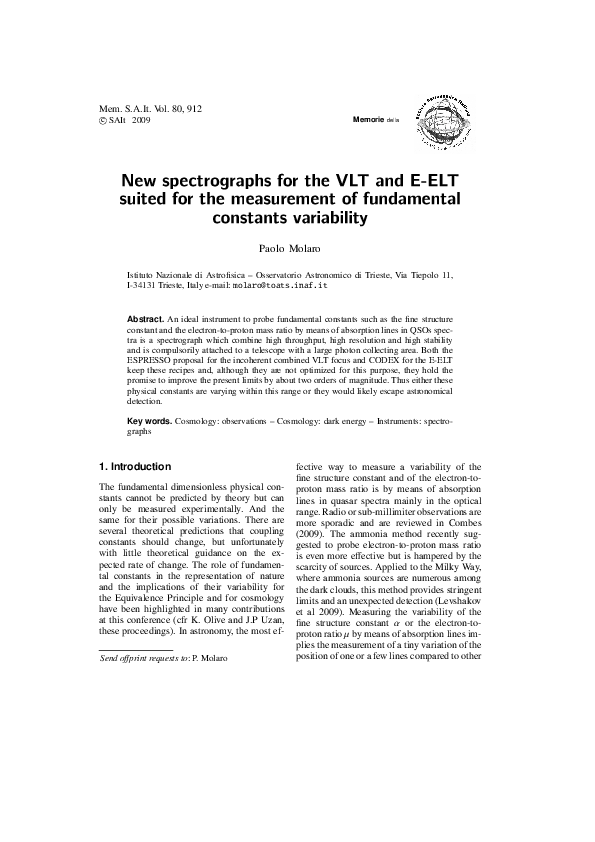 (PDF) New spectrographs for the VLT and E-ELT suited for the ...