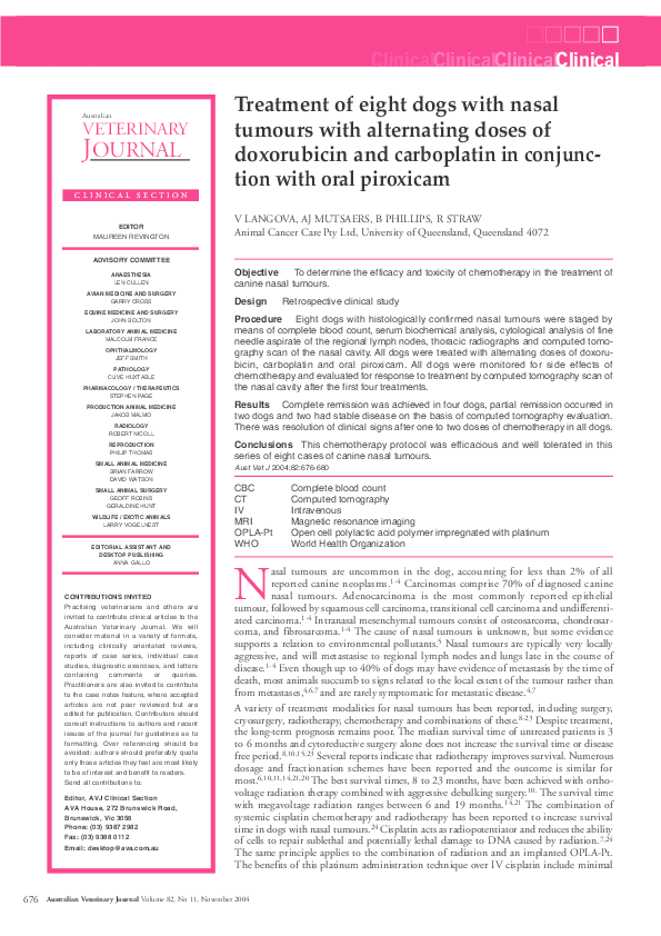 (PDF) Treatment of eight dogs with nasal tumours with alternating doses ...