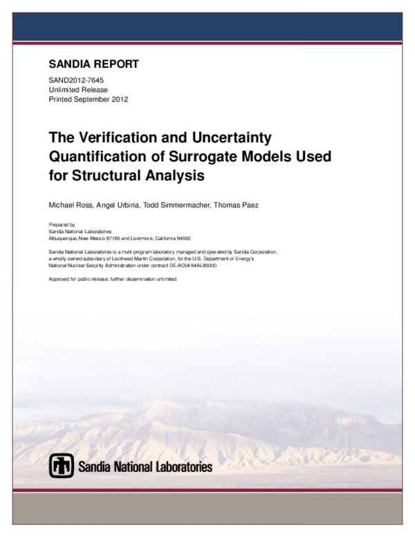 (PDF) The verification and uncertainty quantification of surrogate models used for structural ...