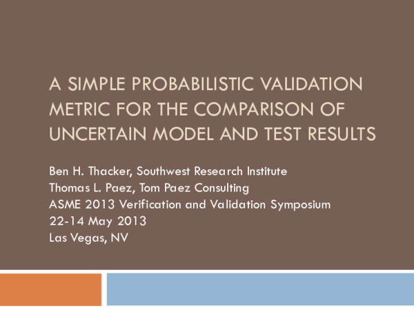 (PDF) A Simple Probabilistic Validation Metric for the Comparison of ...