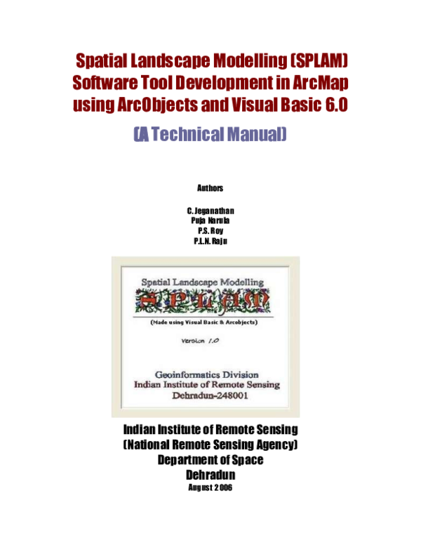 (PDF) Spatial Landscape Modelling (SPLAM) Software Tool Development in ArcMap using ArcObjects ...