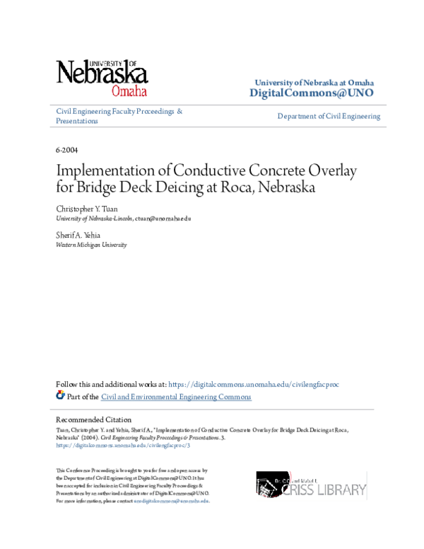 (PDF) Implementation of Conductive Concrete Overlay for Bridge Deck ...