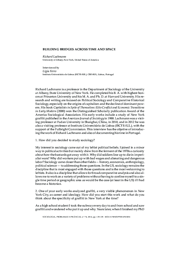 (PDF) Building bridges across time and space (Richard Lachmann ...