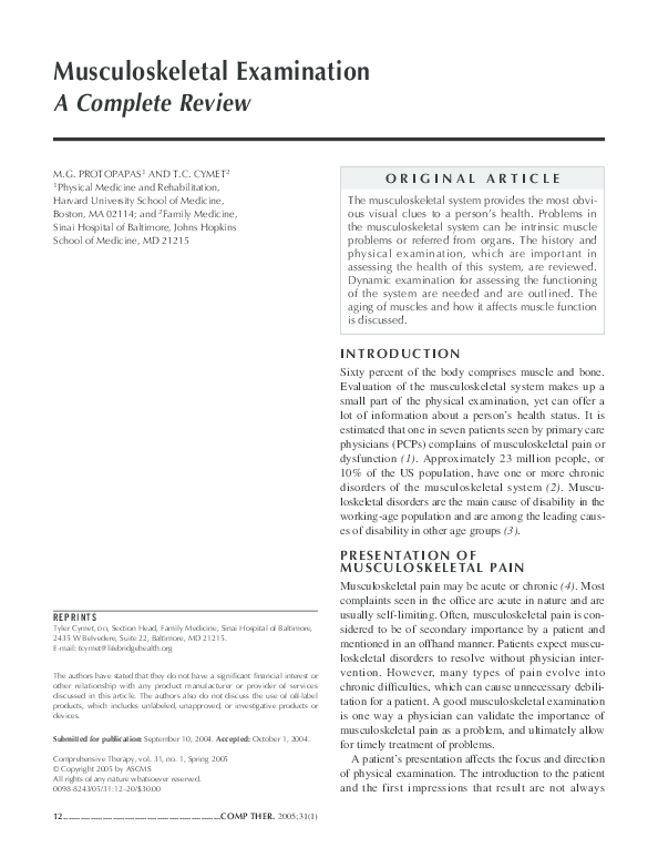 (PDF) Musculoskeletal examination: a complete review