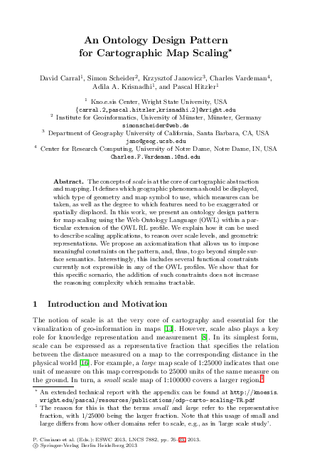 (PDF) An Ontology Design Pattern for Cartographic Map Scaling | C. Vardeman - Academia.edu