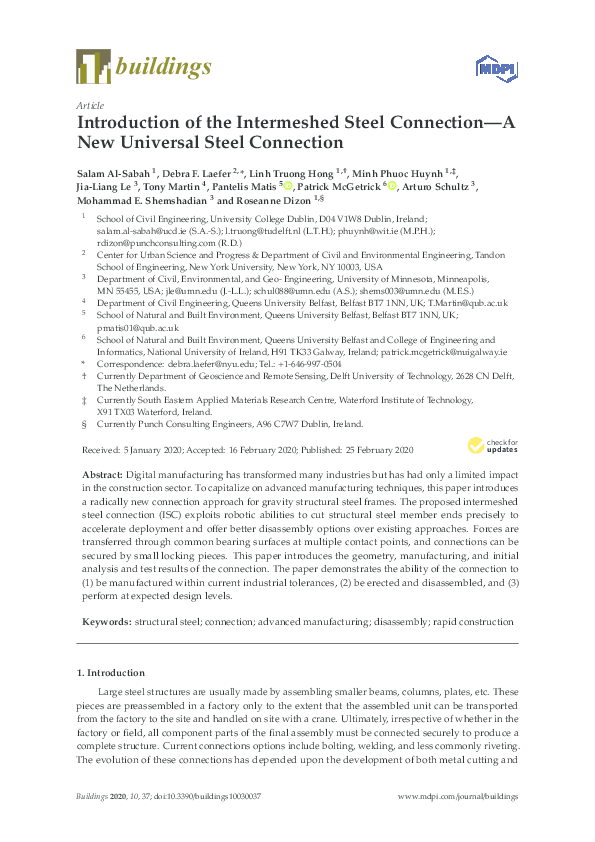 (PDF) Introduction of the Intermeshed Steel Connection—A New Universal ...