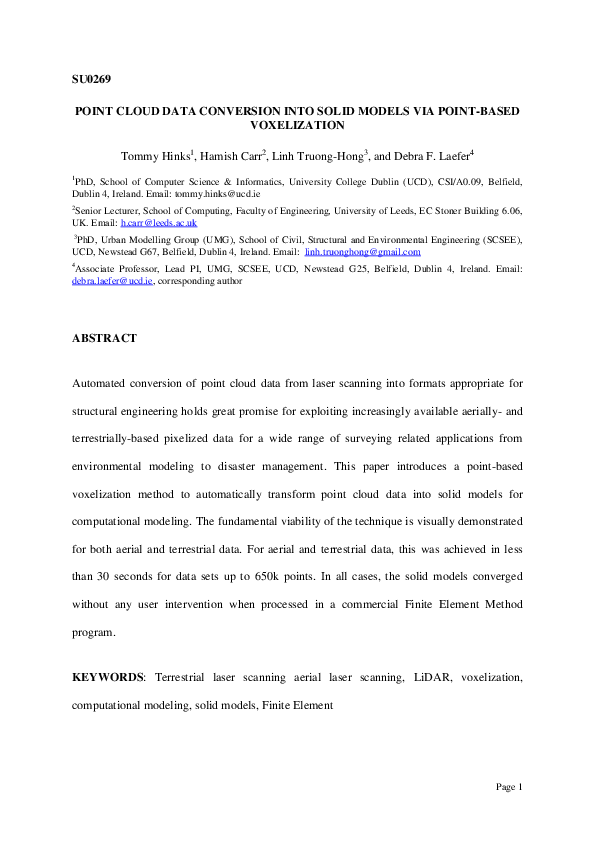 Pdf Point Cloud Data Conversion Into Solid Models Via Point Based Voxelization Debra F