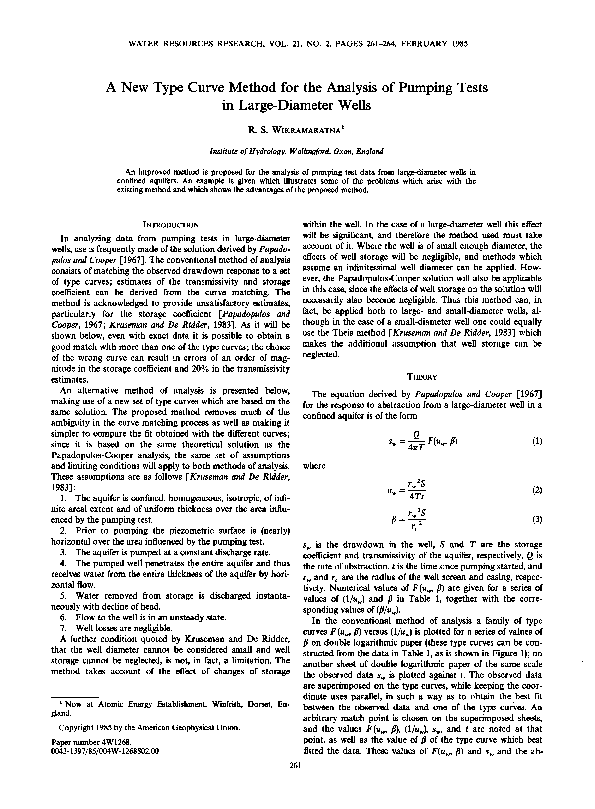 (PDF) A New Type Curve Method for the Analysis of Pumping Tests in ...