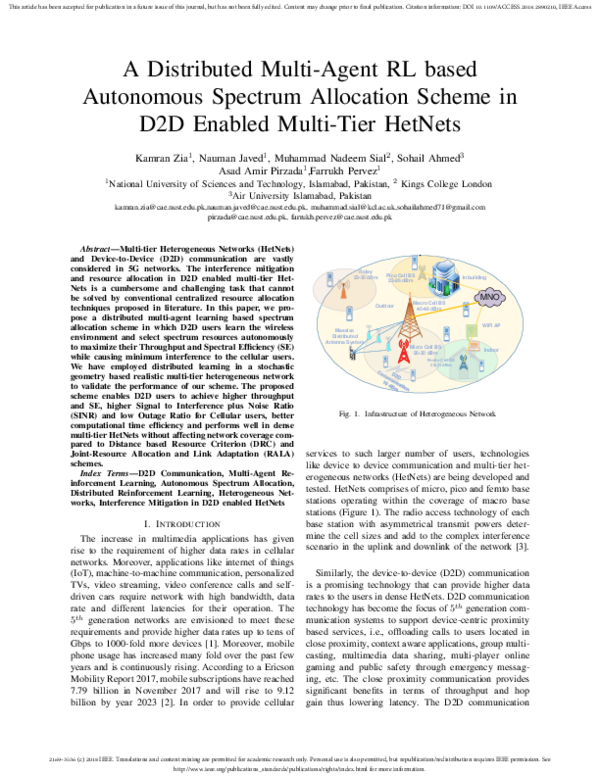 (PDF) A Distributed Multi-Agent RL based Autonomous Spectrum Allocation Scheme in D2D Enabled ...