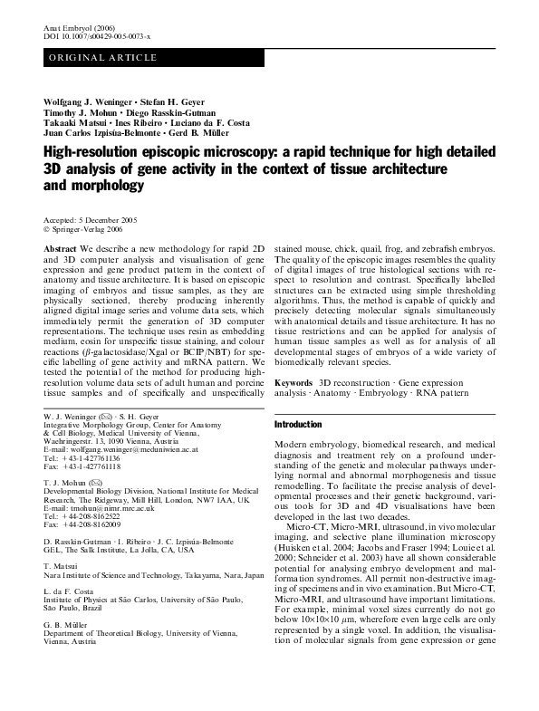 (PDF) High-resolution episcopic microscopy: a rapid technique for high ...