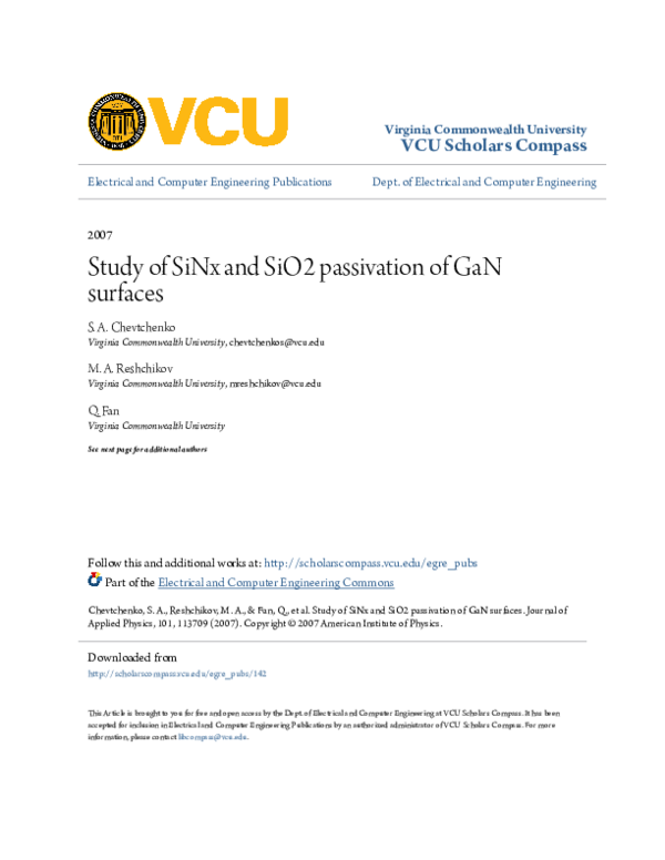 (PDF) Study of SiN[sub x] and SiO[sub 2] passivation of GaN surfaces