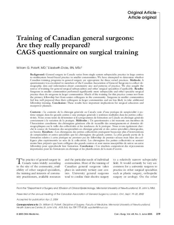 (PDF) Training of Canadian general surgeons: are they really prepared ...