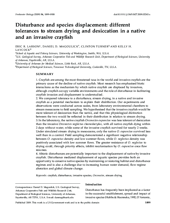 (PDF) Disturbance and species displacement: different tolerances to ...