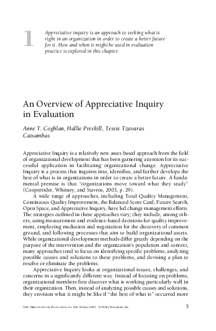 (PDF) An overview of appreciative inquiry in evaluation