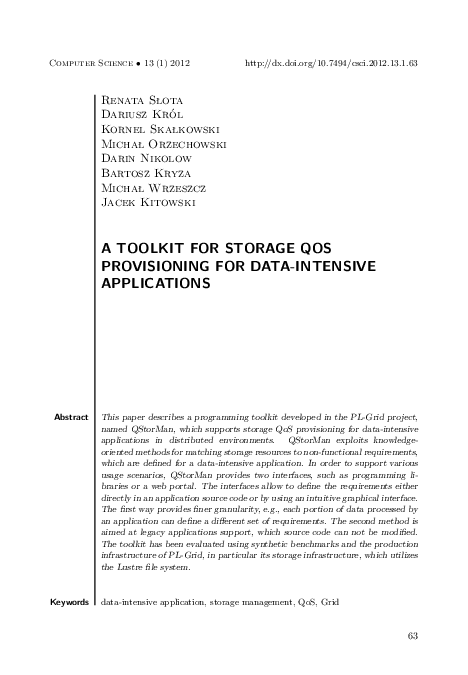 (PDF) A Toolkit for Storage QoS Provisioning for Data-Intensive Applications