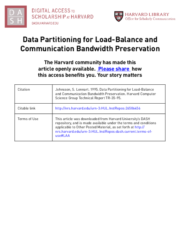 (PDF) Data partitioning for load-balance and communication bandwidth preservation