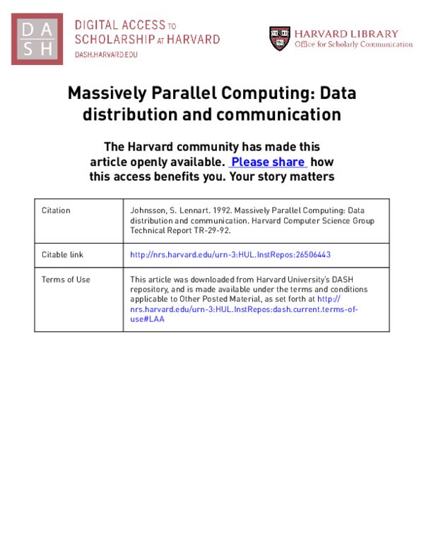 Pdf Massively Parallel Computing Data Distribution And Communication