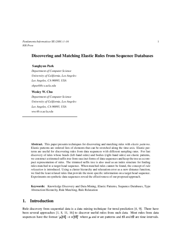 (PDF) Discovering and Matching Elastic Rules from Sequence Databases