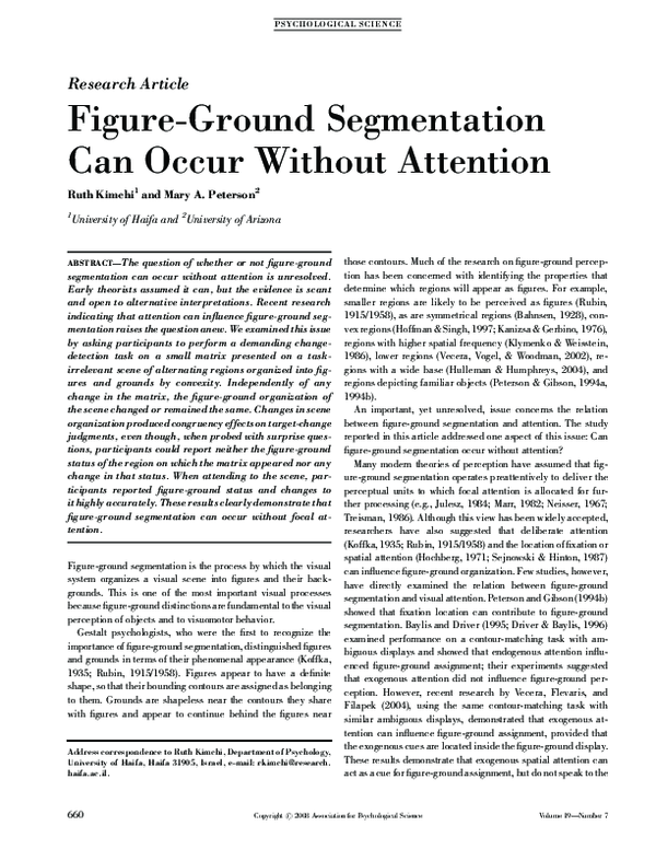 (PDF) Figure-ground segmentation can occur without attention