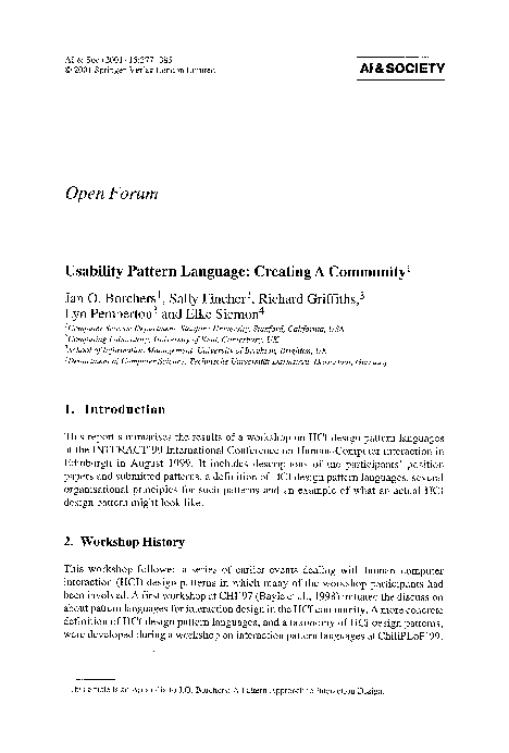 (PDF) Usability pattern language: Creating a community