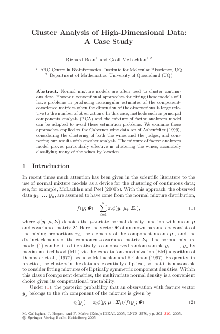 (PDF) Cluster Analysis of High-Dimensional Data: A Case Study