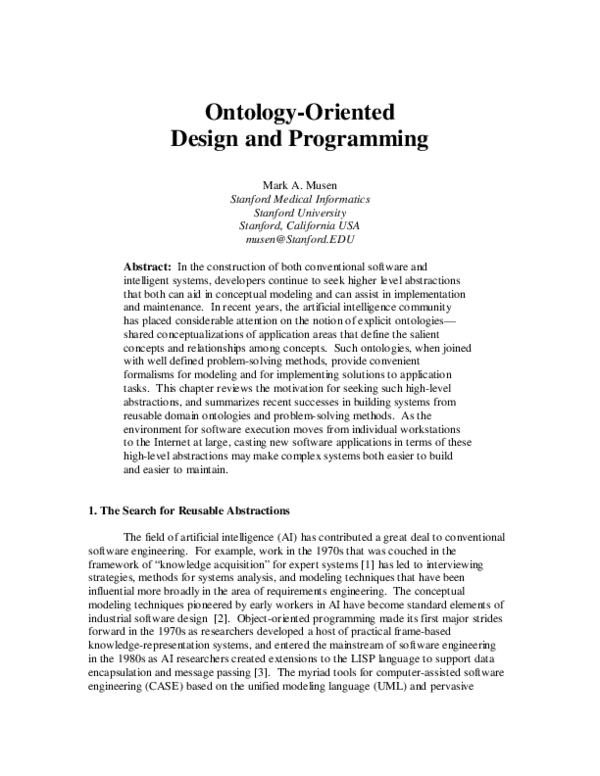 (PDF) Ontology-oriented design and programming