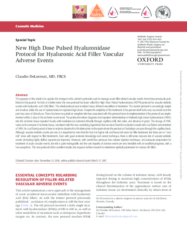 (PDF) New High Dose Pulsed Hyaluronidase Protocol for Hyaluronic Acid ...