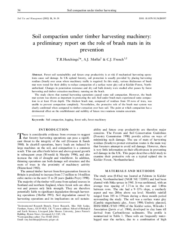 (PDF) Soil compaction under timber harvesting machinery: a preliminary ...