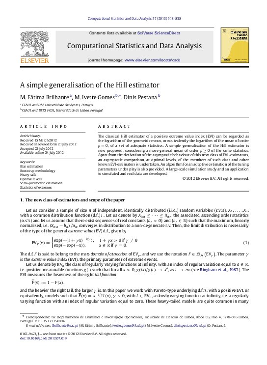 (PDF) A simple generalisation of the Hill estimator