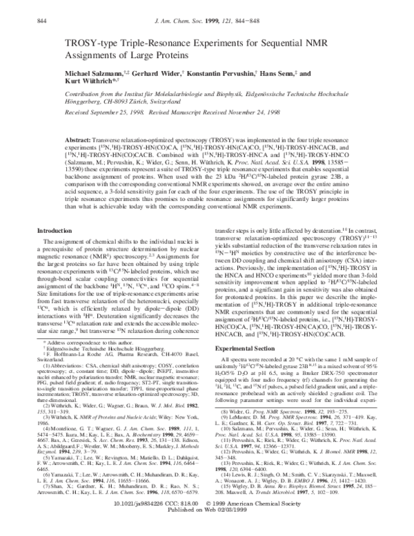 (PDF) TROSY-type Triple-Resonance Experiments for Sequential NMR Assignments of Large Proteins