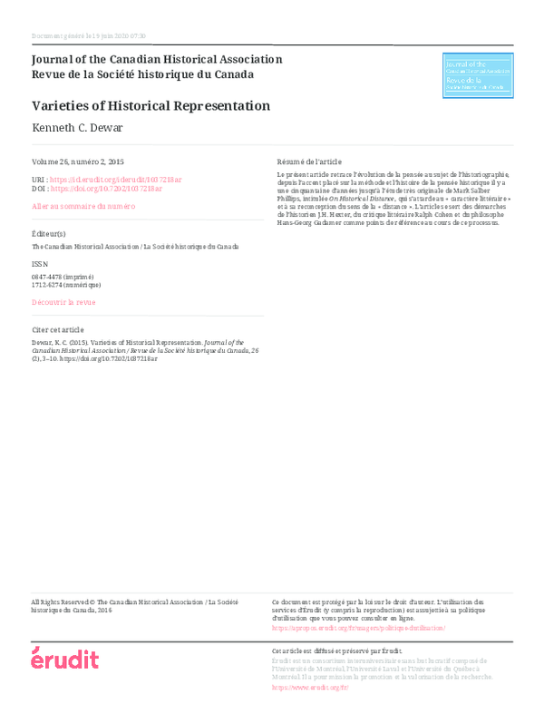 (PDF) Varieties of Historical Representation