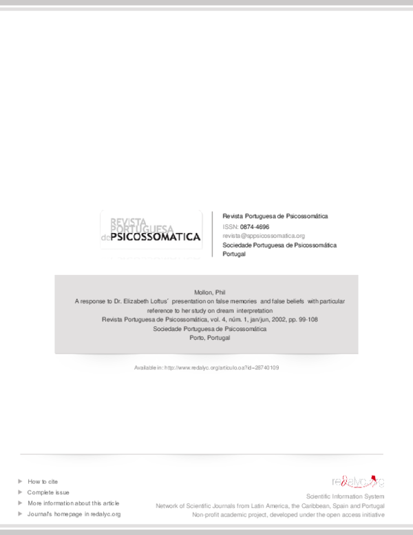 (PDF) A response to Dr. Elizabeth Loftus´presentation on false ...