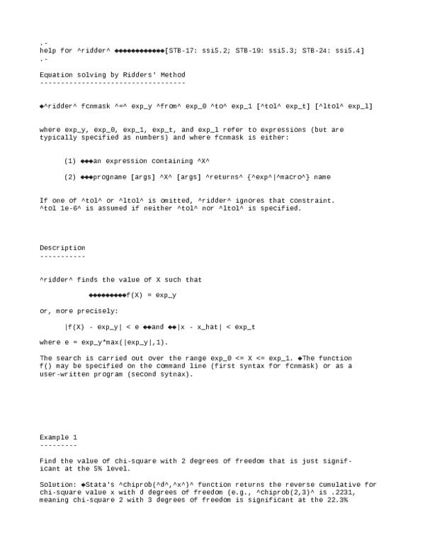 RIDDER: Stata module to solve equation by Ridder's method