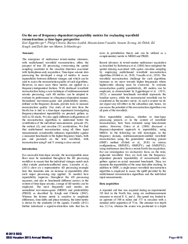 (PDF) On the use of frequency-dependent repeatability metrics for evaluating wavefield ...