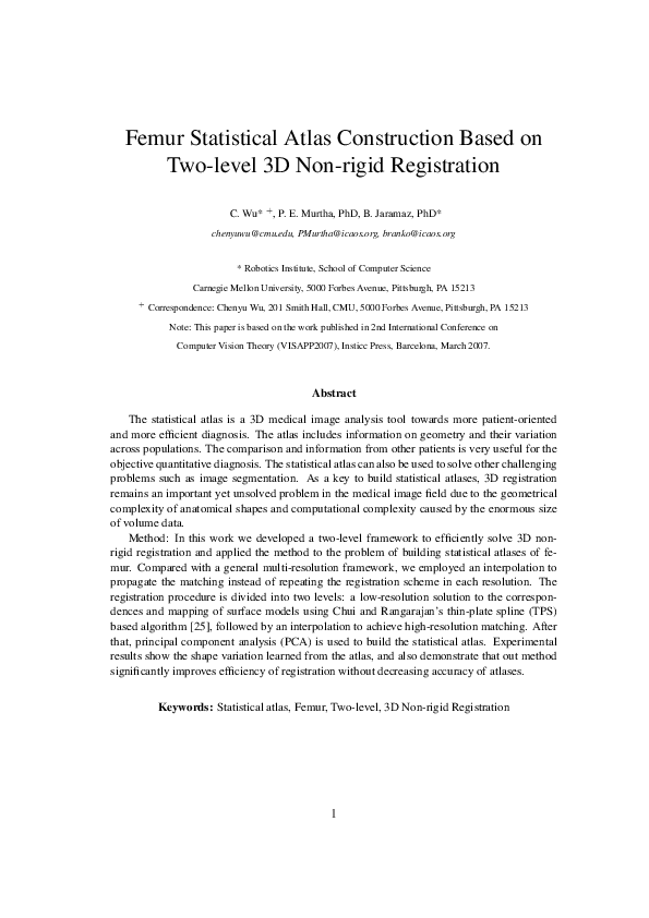 (PDF) Femur statistical atlas construction based on two-level 3D non-rigid registration ...