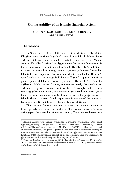 (PDF) The Stability of the Islamic Financial System