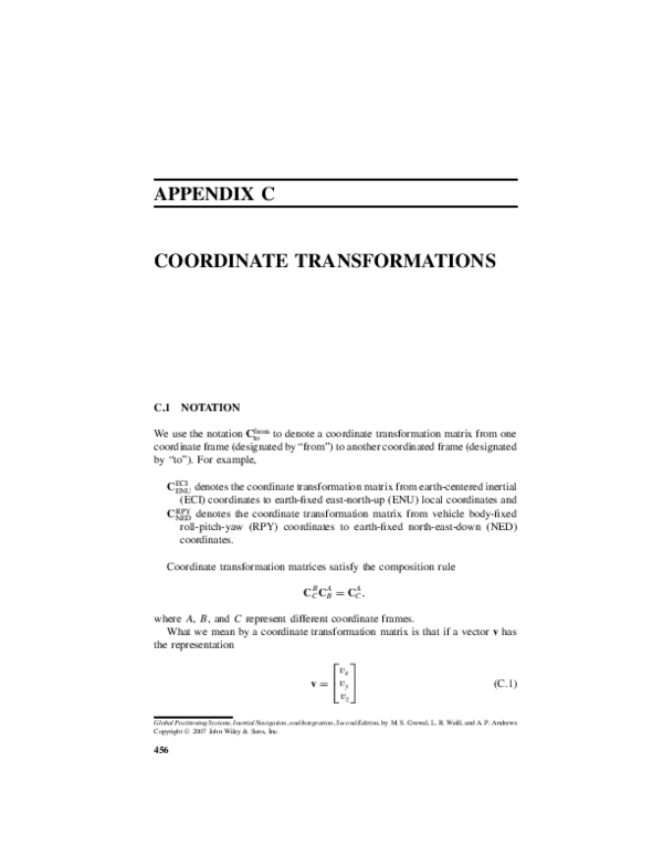 (PDF) Appendix C: Coordinate Transformations