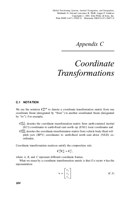(PDF) Appendix C: Coordinate Transformations