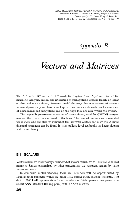 (PDF) Appendix B: Vectors and Matrices