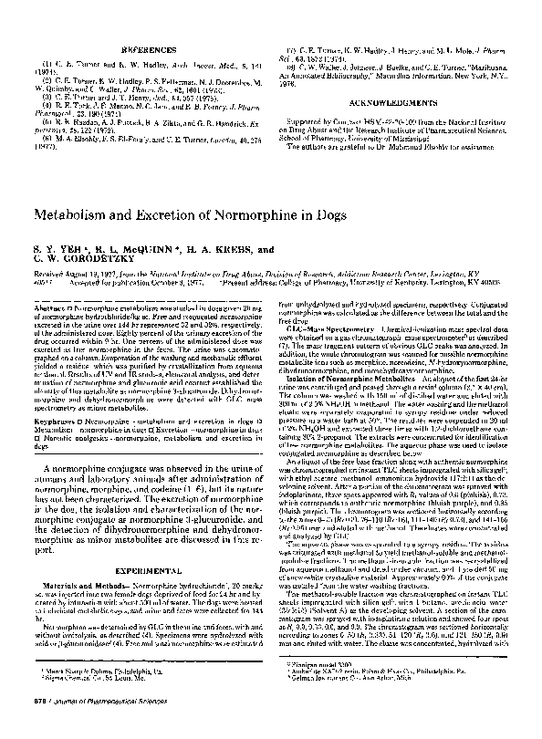 (PDF) Metabolism and excretion of normorphine in dogs