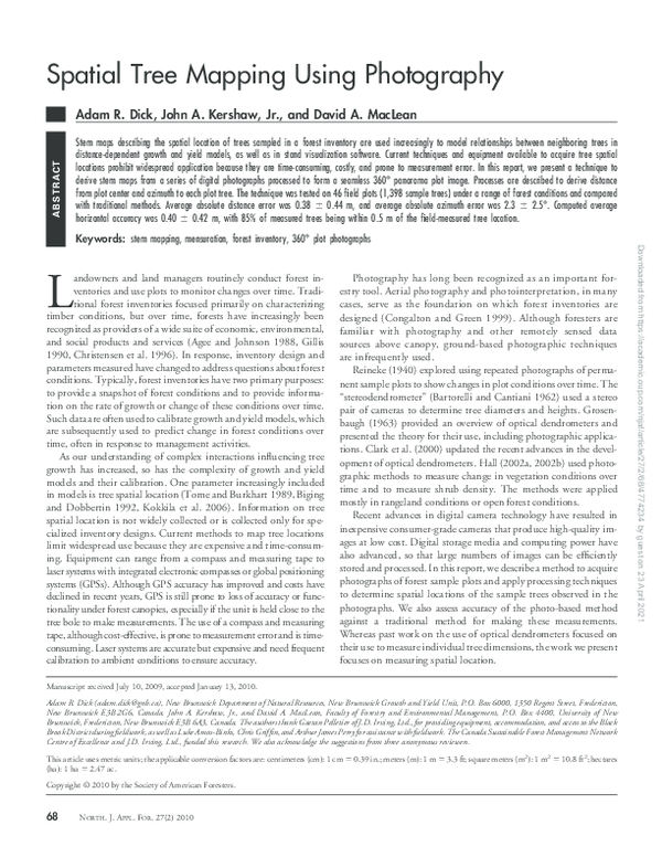 (PDF) Spatial Tree Mapping Using Photography