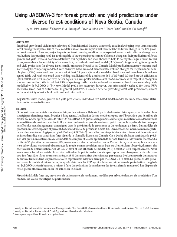 (PDF) Using JABOWA-3 for forest growth and yield predictions under ...