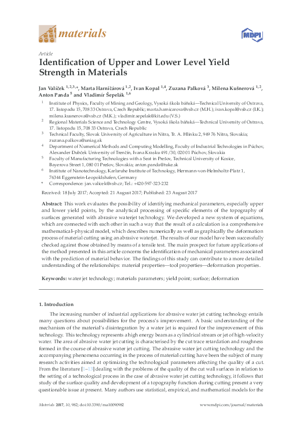 (PDF) Identification of Upper and Lower Level Yield Strength in Materials