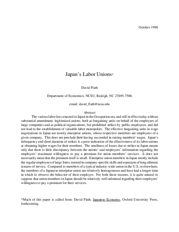 (PDF) Japan's labor unions