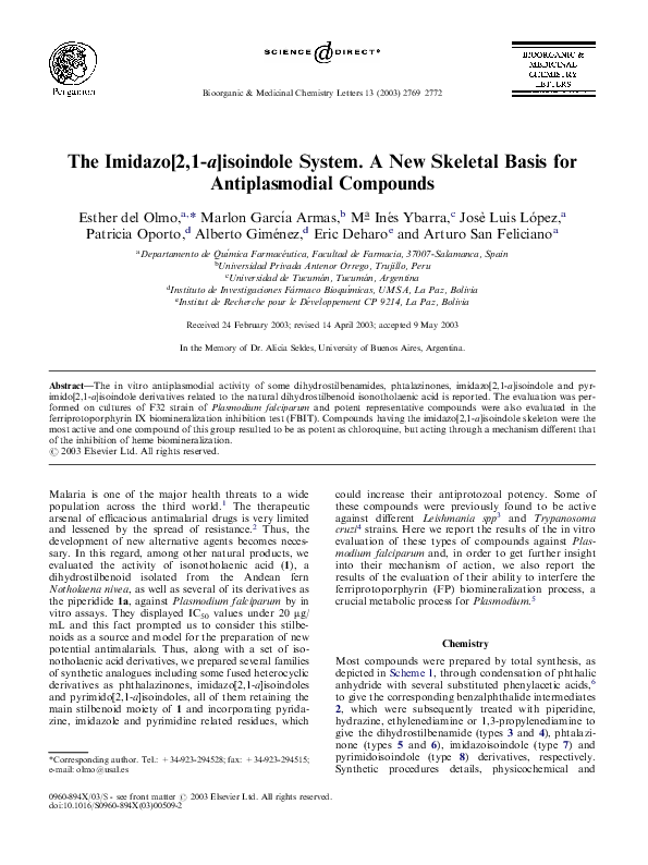 (PDF) The imidazo[2,1-a]isoindole system. A new skeletal basis for ...