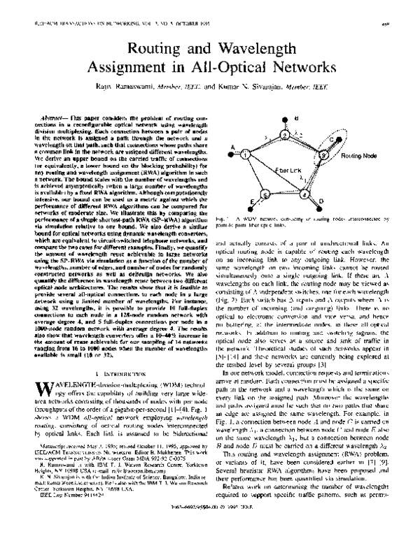 (PDF) Routing and Wavelength Assignment in All-Optical Networks with Multihop Connections