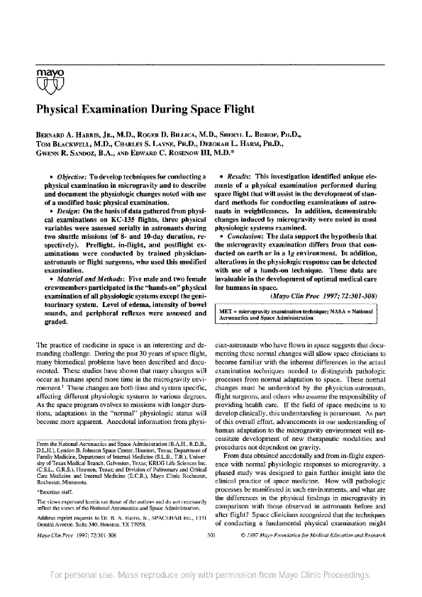 (PDF) Physical Examination During Space Flight