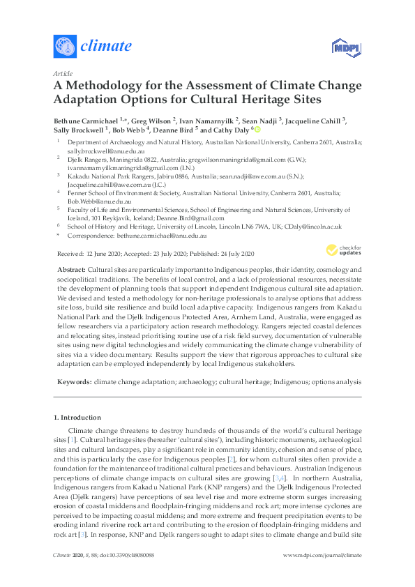 (PDF) A Methodology for the Assessment of Climate Change Adaptation ...